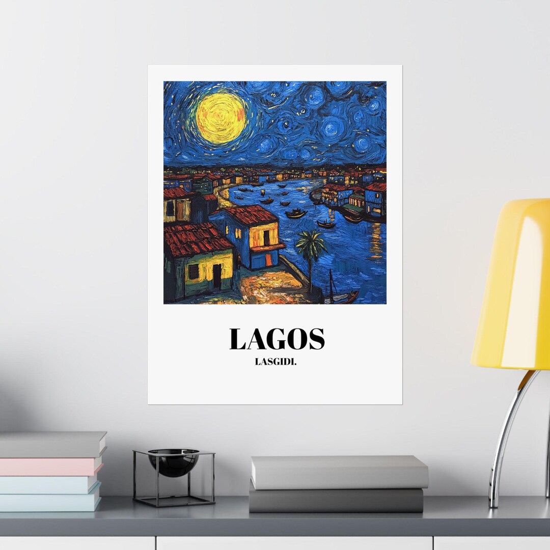 Lagos Poster - Van Gogh Style Wall Art | Lasgidi Print | Nigeria Travel ...