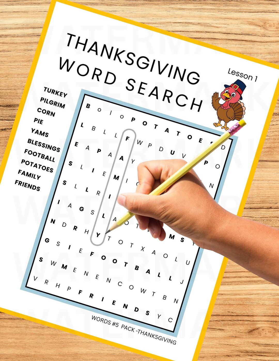 Thanksgiving Easy Fun Word Search Puzzle Printable Activity Sheets for ...
