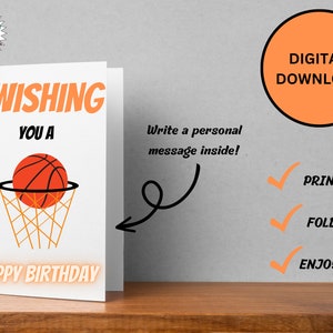 Basketball Birthday Card - Printable, Download - Etsy