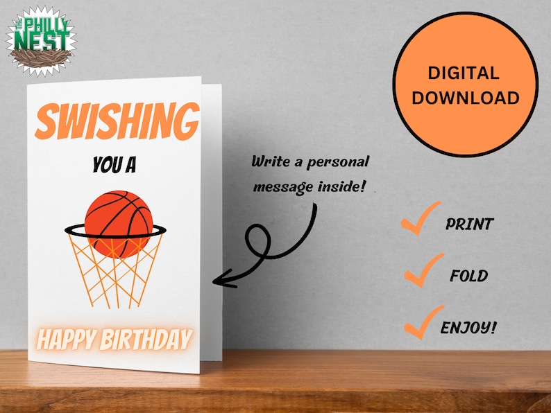 Basketball Birthday Card - Printable, Download - Etsy