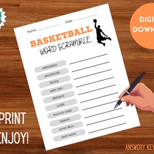 Basketball Word Scramble Game Printable, Instant Download - Etsy