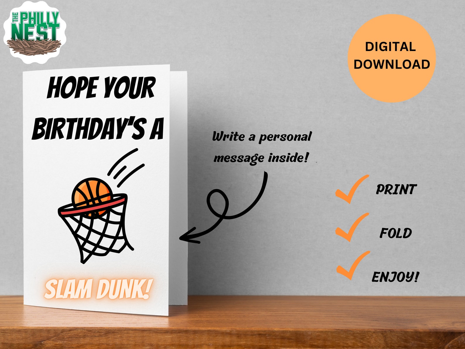 Basketball Birthday Card - Printable Download - Etsy