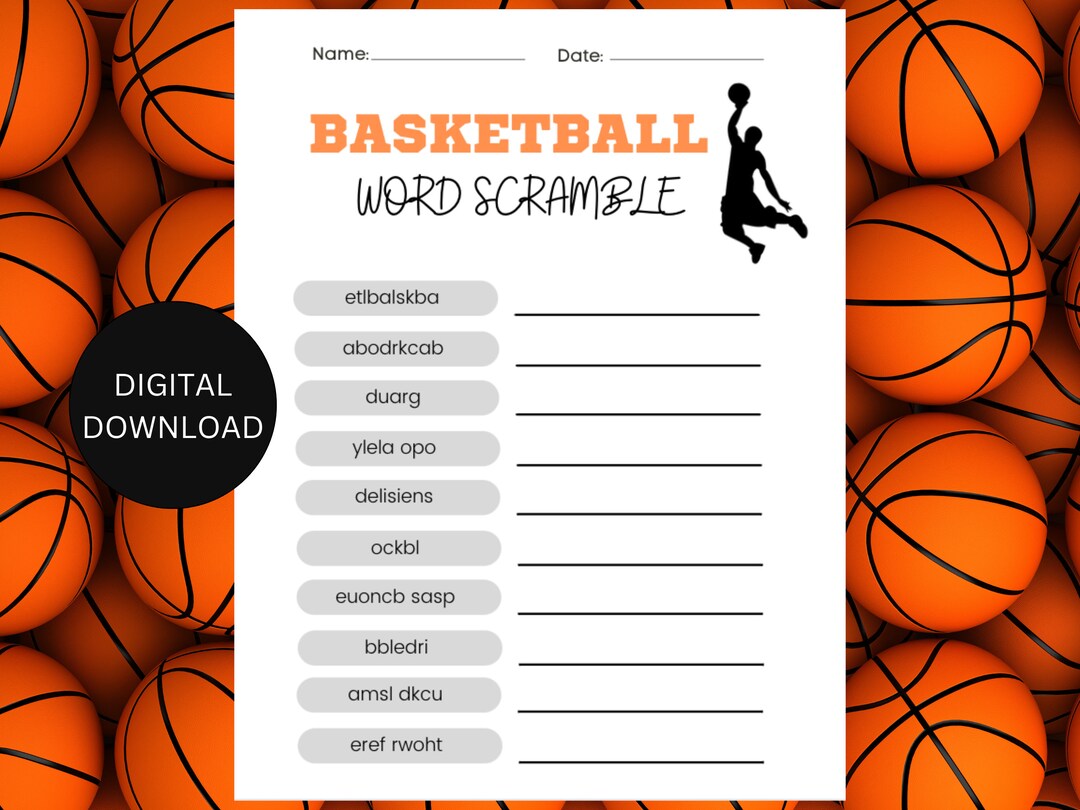Basketball Word Scramble Game Printable, Instant Download - Etsy
