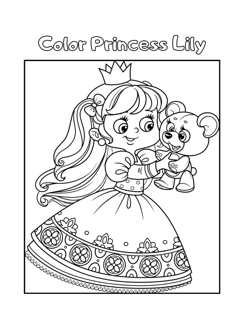 Printable Princess Coloring Worksheet for Preschooler Kindergartner and ...