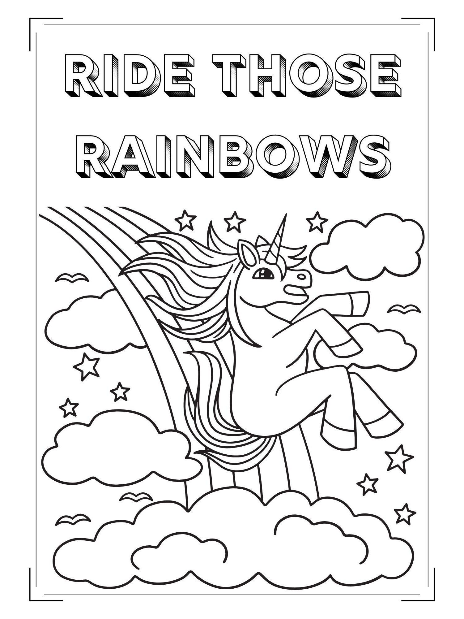 Printable Unicorn Coloring Pages for Kindergartner, Grade School Kids ...