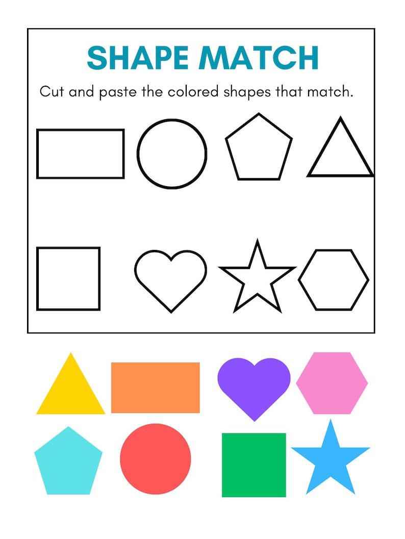 Printable Learning Colors and Shapes Worksheet for Daycare Preschool ...
