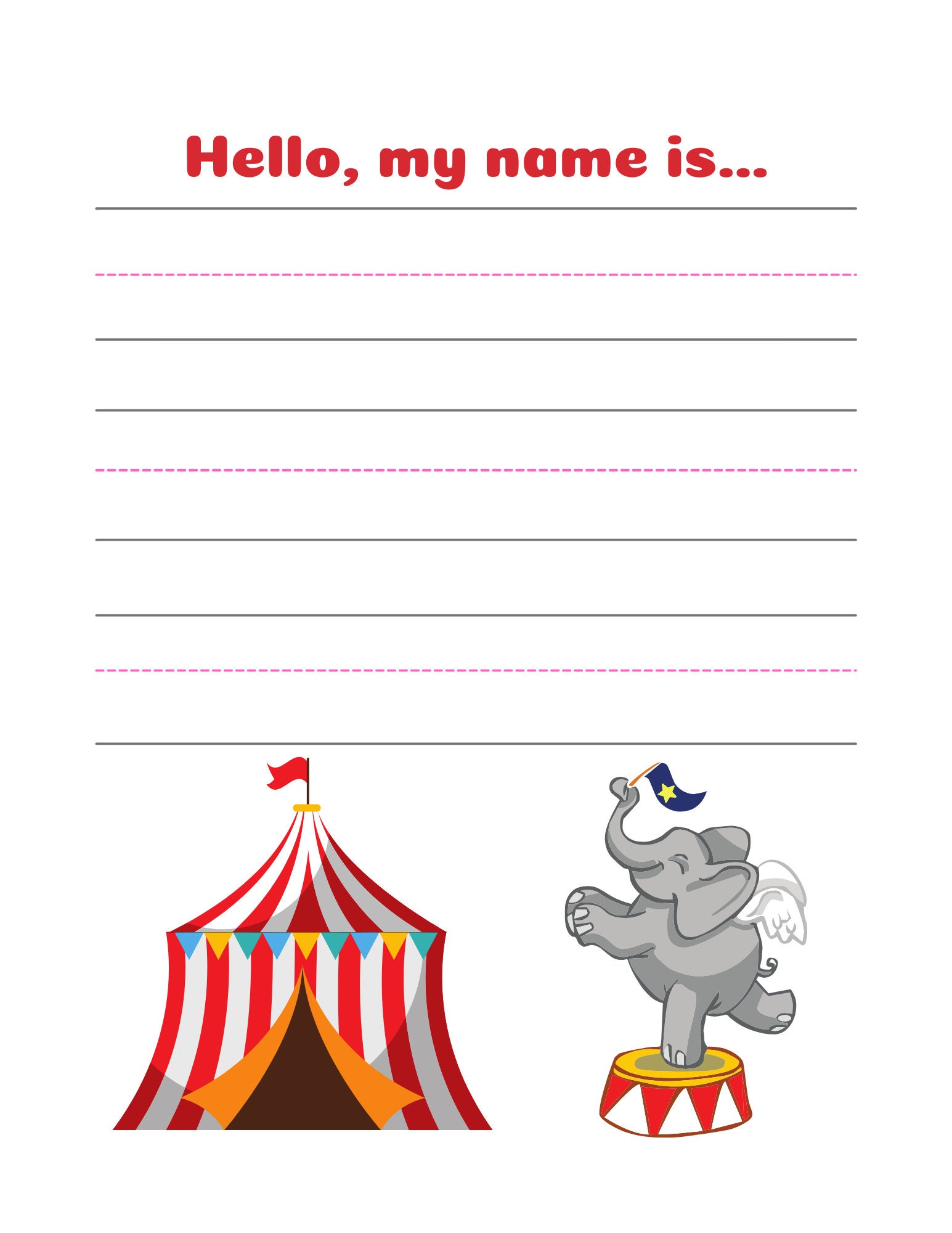 Printable Circus Coloring Tracing Math Worksheets for Grade School Kids ...