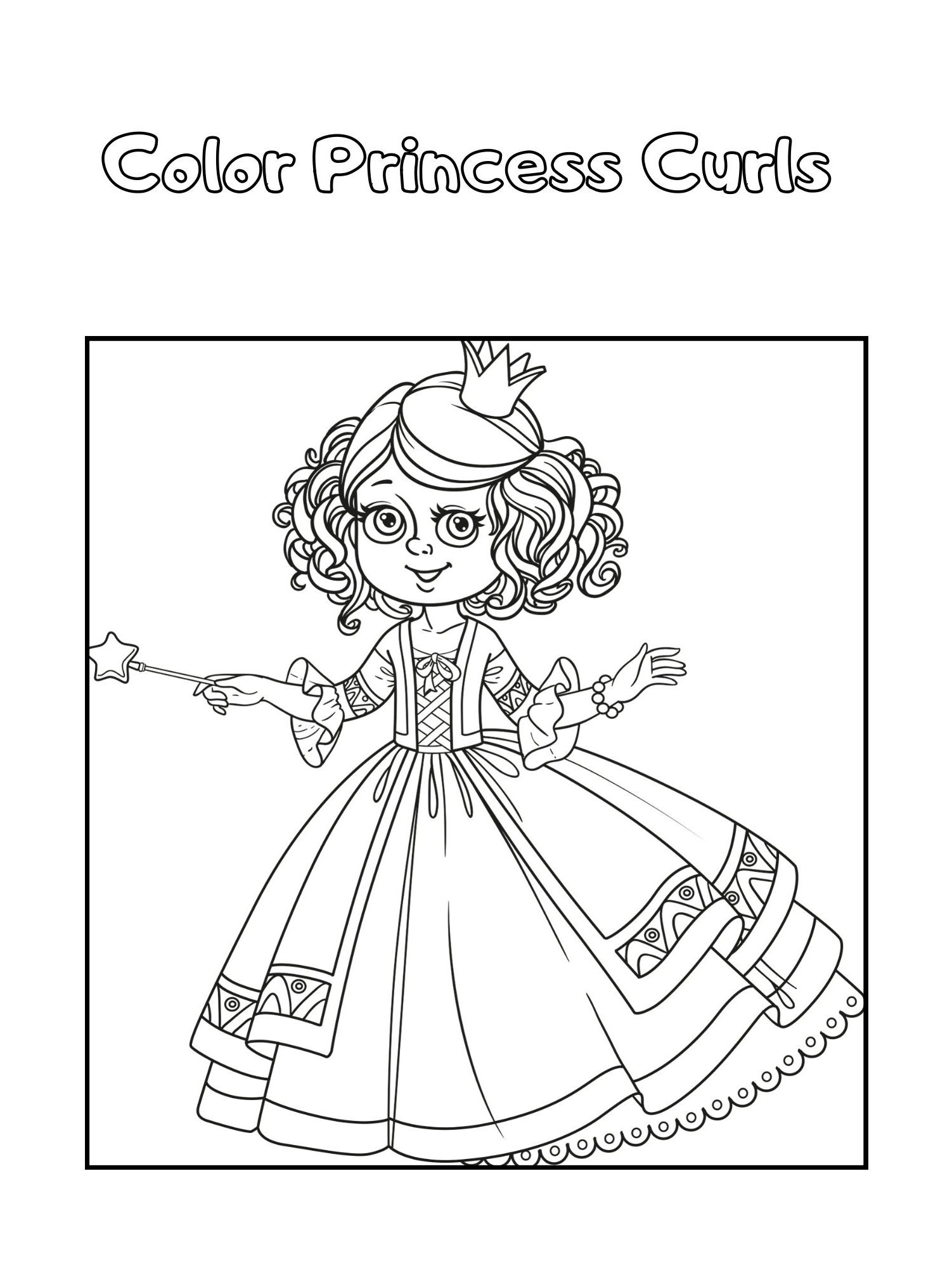 Printable Princess Coloring Worksheet for Preschooler Kindergartner and ...