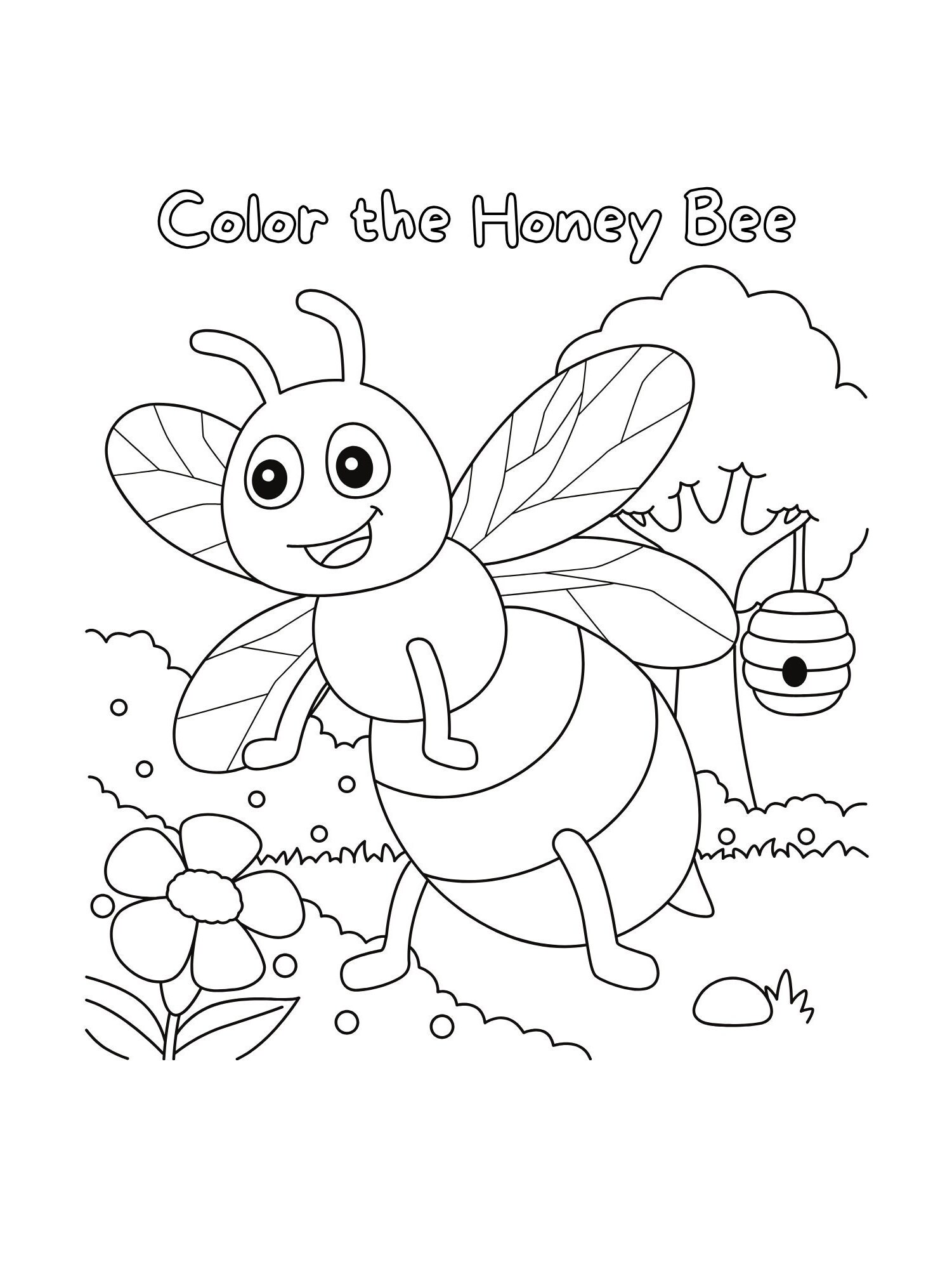 Printable Bee Coloring Pages for Kindergarten, Daycare and Grade School ...