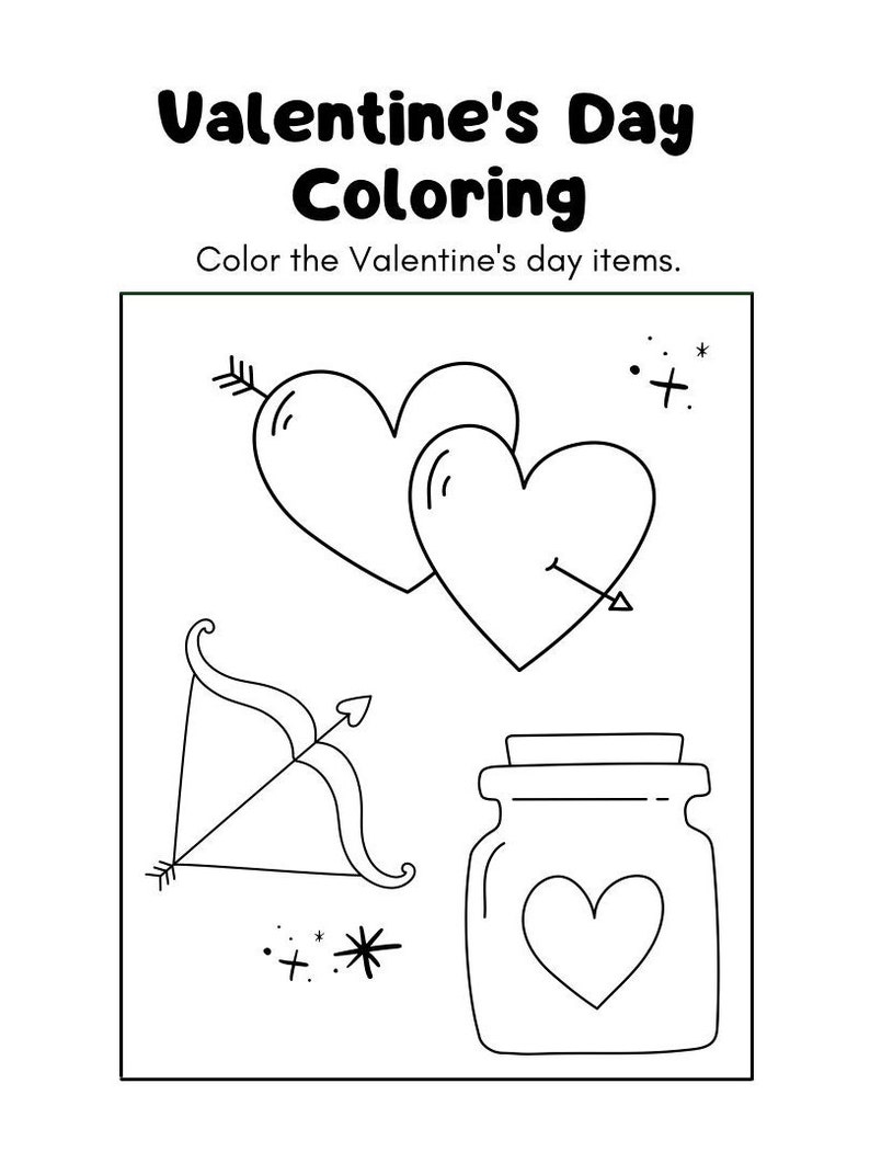 Hojas de trabajo imprimibles de San Valentín, colorear, hojas de calco ...