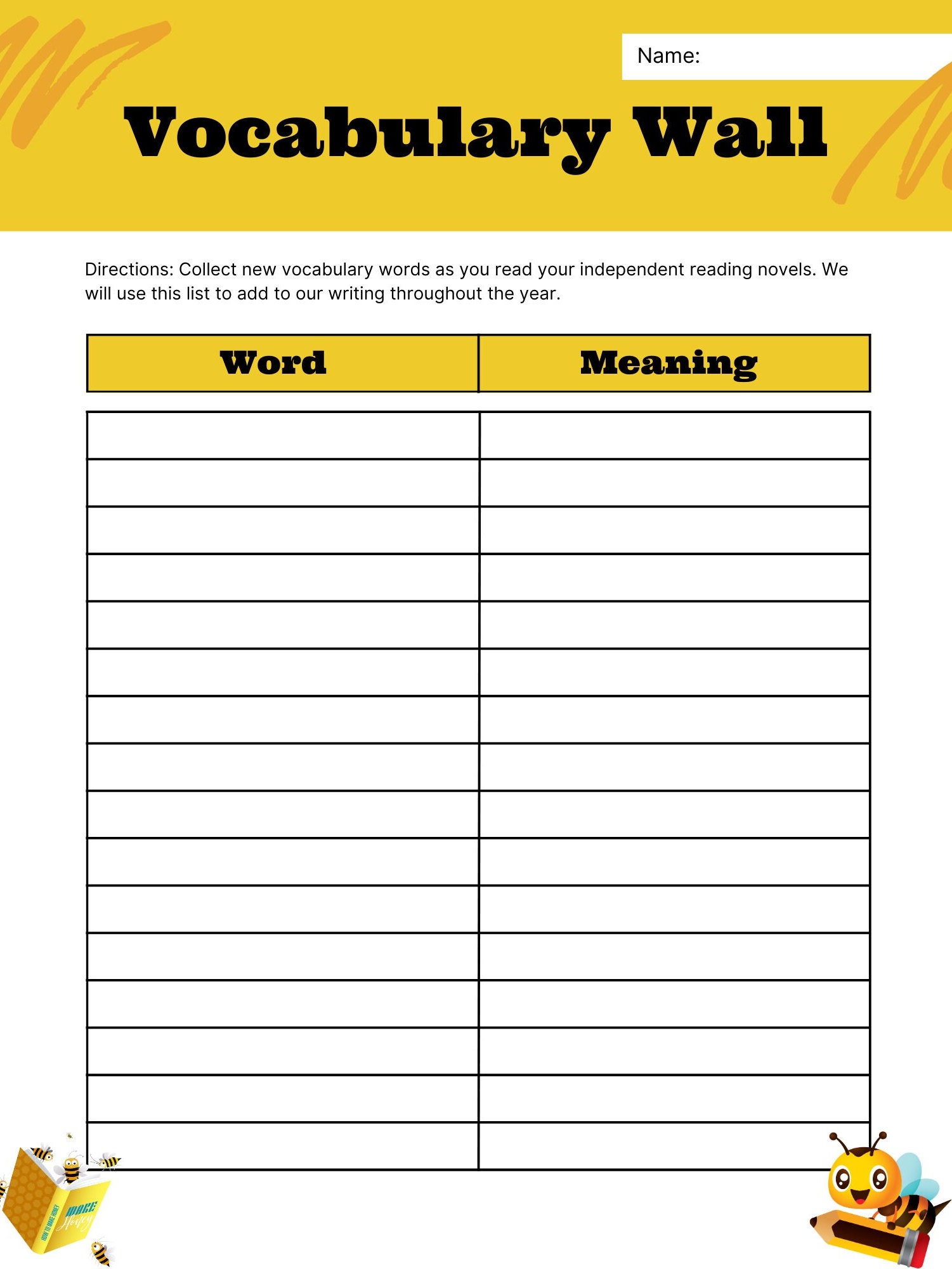Printable Busy Bee Spelling Words and Number Worksheet for Grade School ...