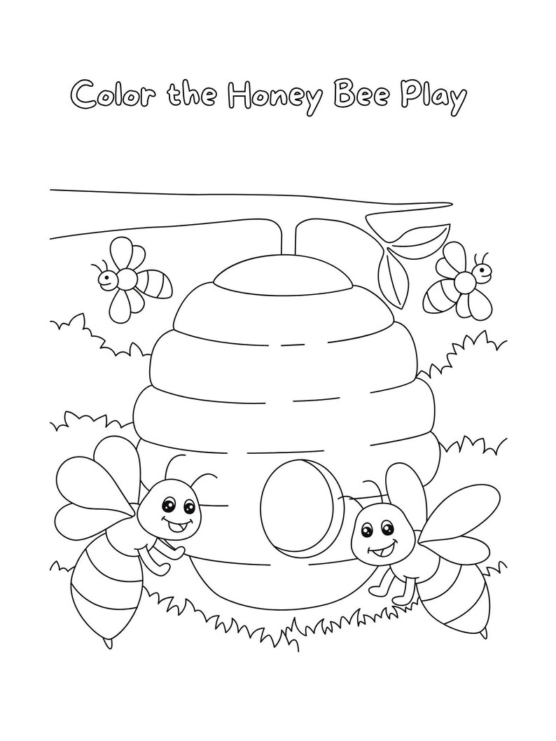 Printable Bee Coloring Pages for Kindergarten, Daycare and Grade School ...