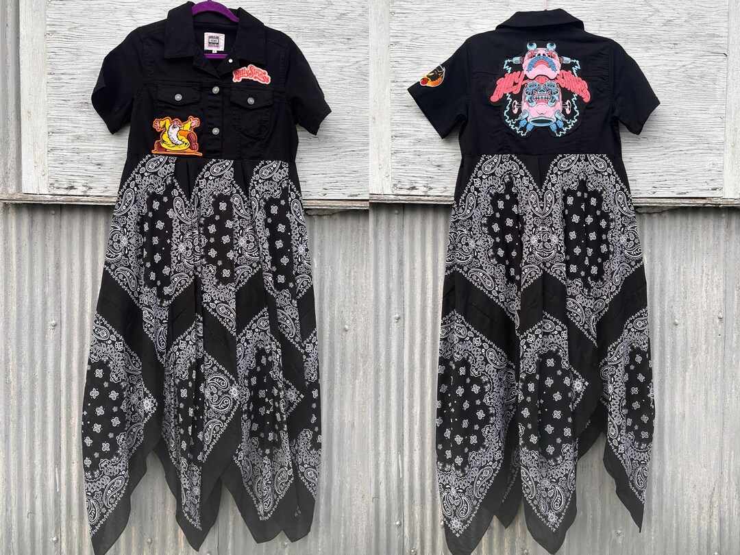 Billy Strings Cropped Denim Black Spinner Bandana Dress - Etsy