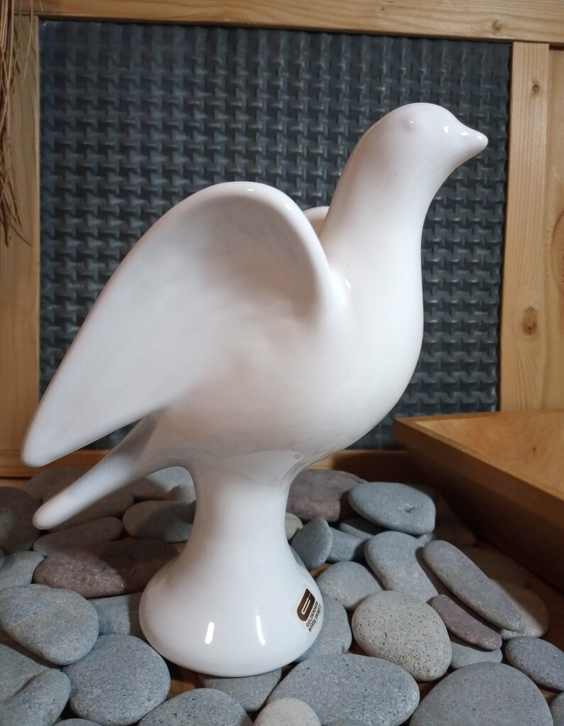 Candle Holder Dove / Dove of Peace Guldkroken Hjo Sweden Ceramic ...