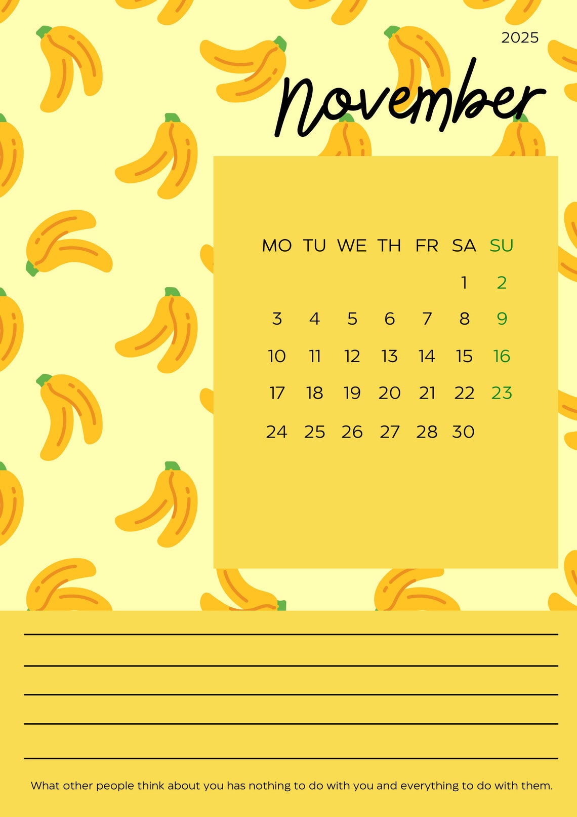 2025 MONTHLY CALENDER: Fruit Themed Monthly Calendar With Notes Section ...