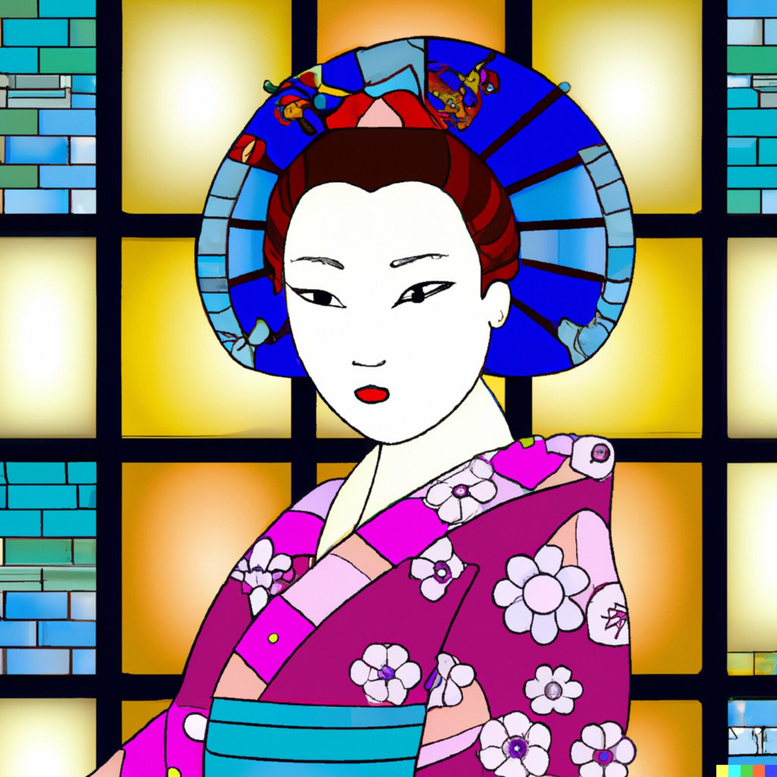 Geisha Stained Glass Mosaic - Etsy