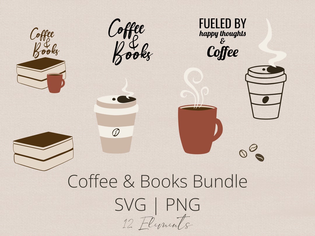 Coffee and Books SVG Clipart Bundle (digital Download) - Etsy