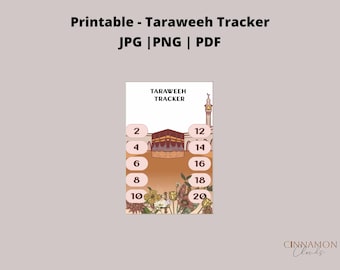 Salah Tracker Printable | Taraweeh Tracker | Tarawih Tracker | Taraweeh ...