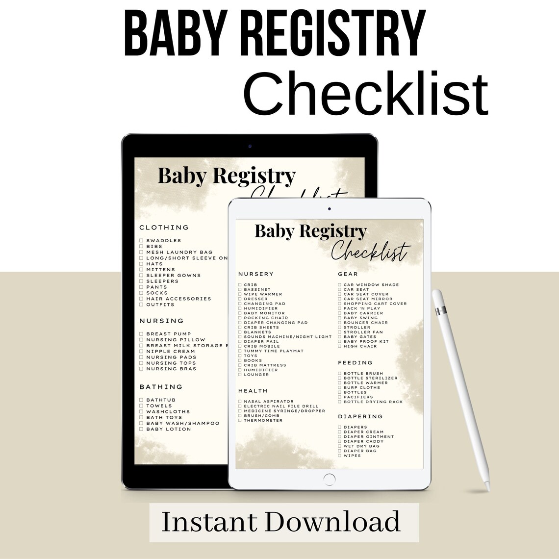 Baby Registry Checklist Printable Newborn Baby Registry Checklist ...