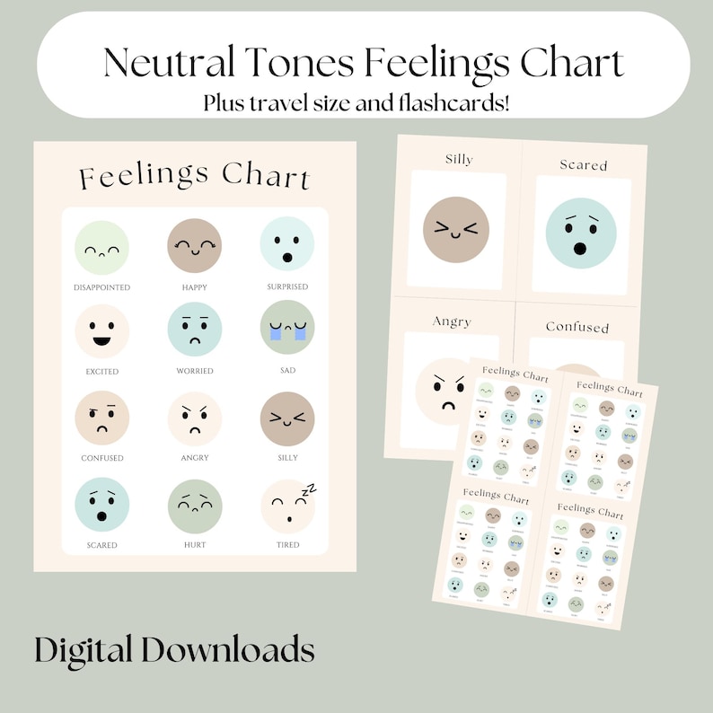 Neutral Feelings Chart & Flashcards – Montessori Feelings Chart ...