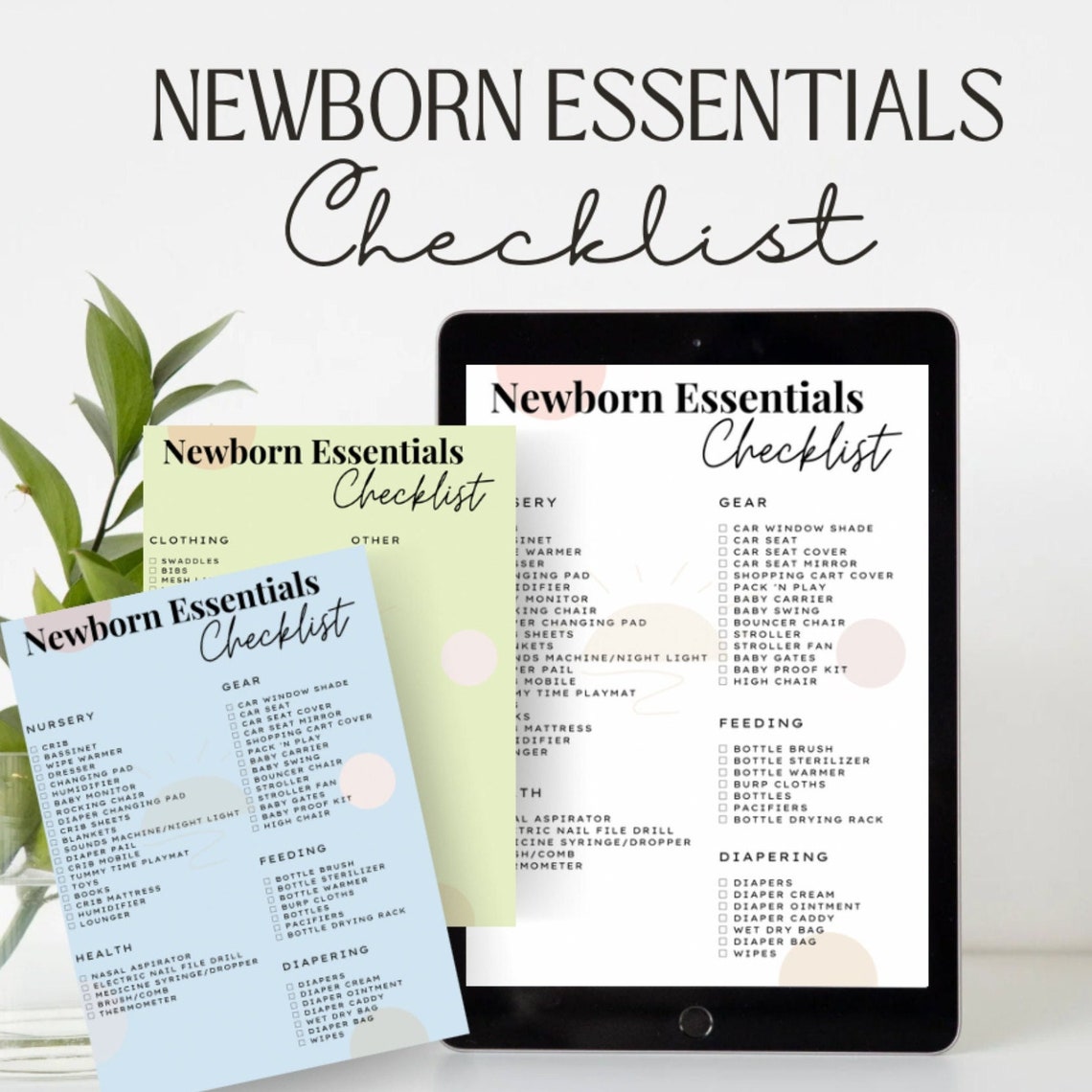 Newborn Essentials Checklist Printable Newborn Baby Checklist Instant ...