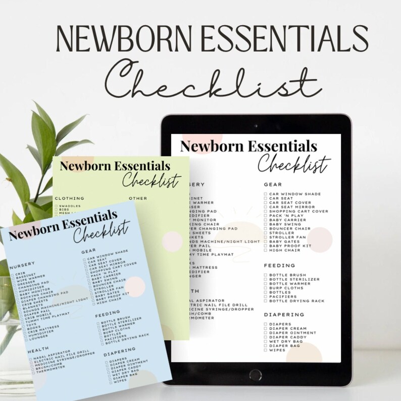 Newborn Essentials Checklist Printable Newborn Baby Checklist Instant ...