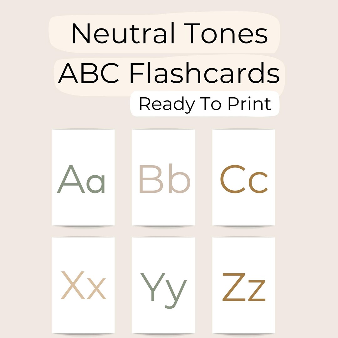 Neutral Alphabet Flashcards – Montessori Toddler Learning, ABC ...