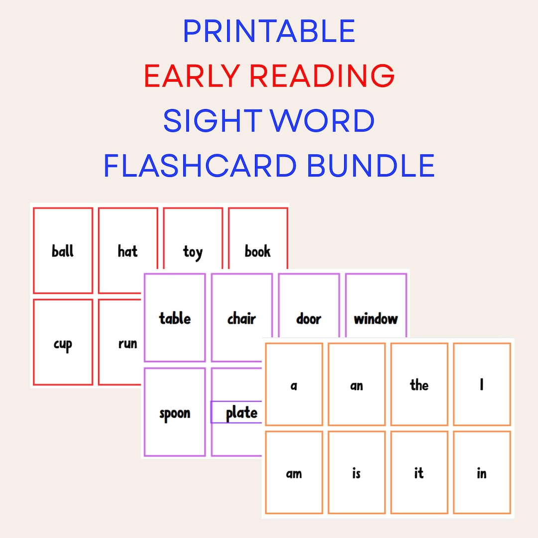 Early Reading Flashcards | 71 Early Reading Words | Word-only Printable ...