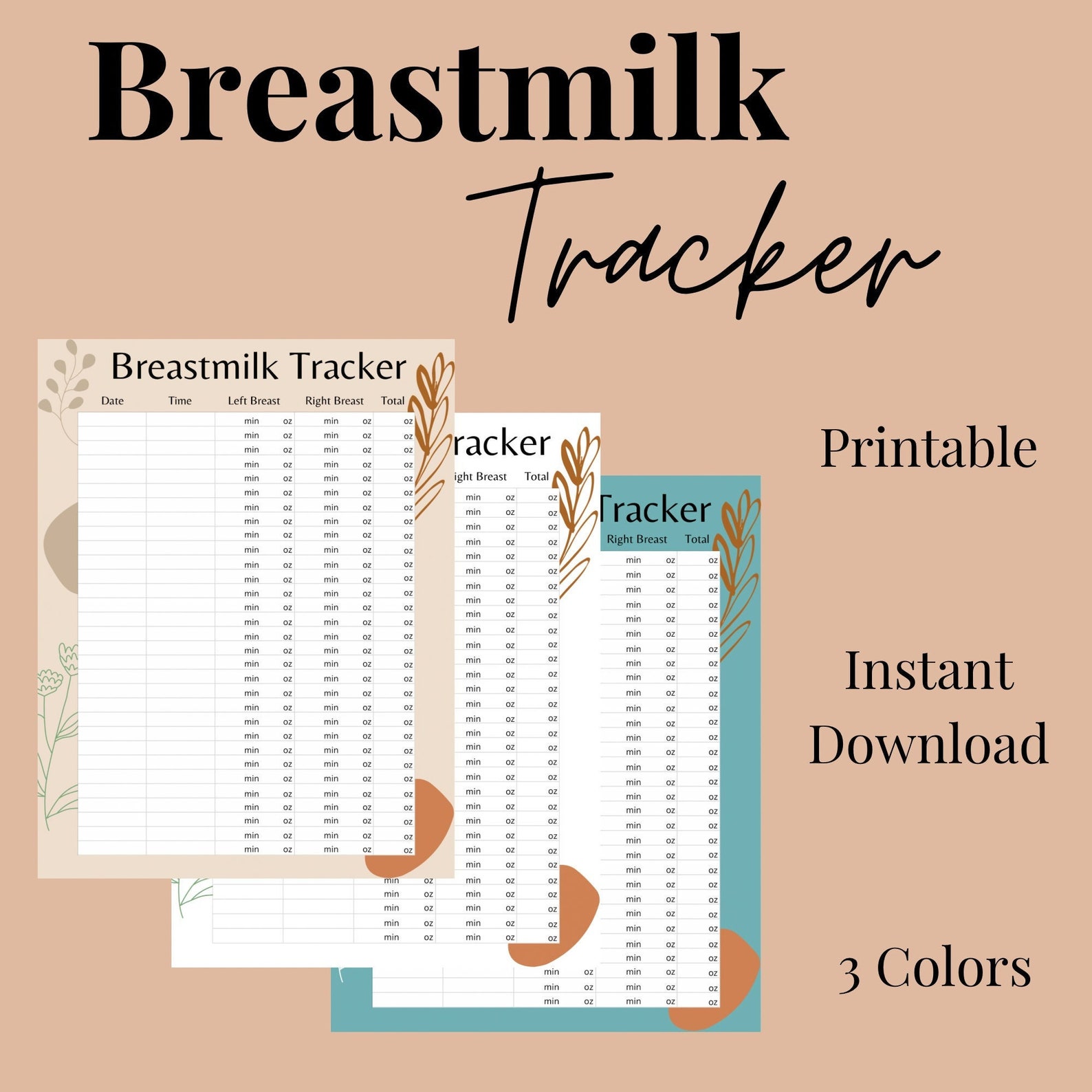 Breastmilk Tracker Printable Breastfeeding Breast Pumping Tracker ...
