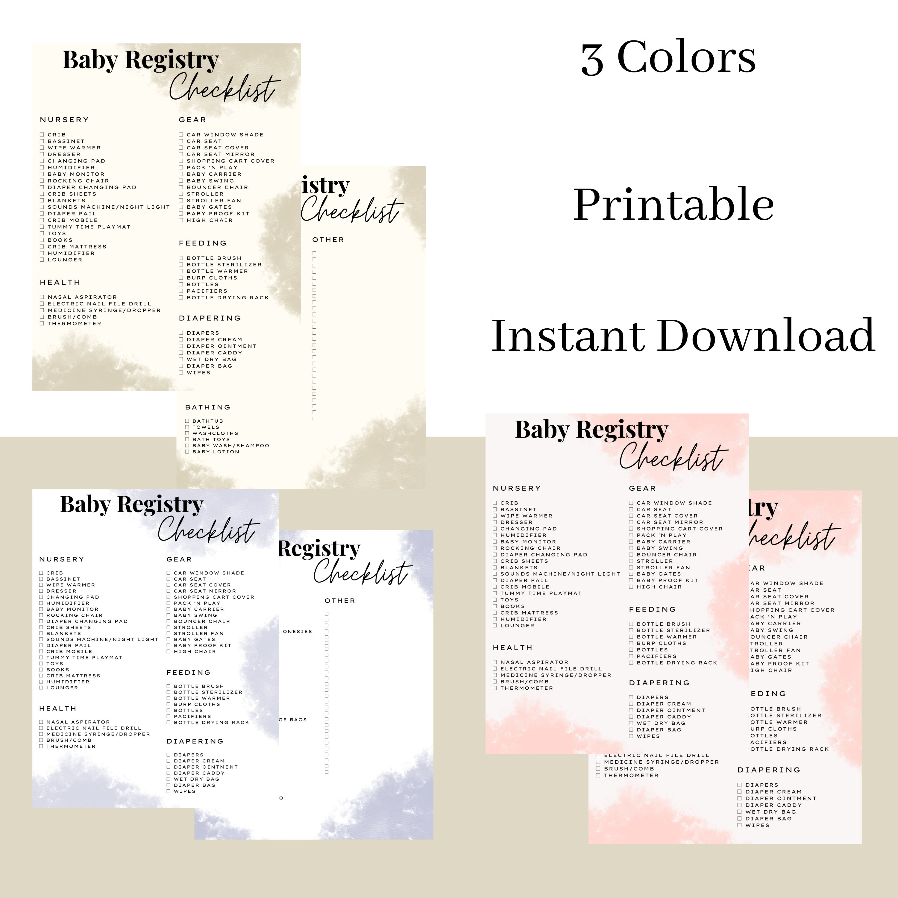 Baby Registry Checklist Printable Newborn Baby Registry Checklist ...