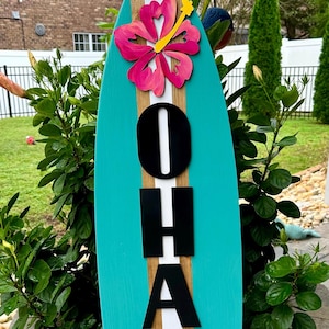 Surfboard OHANA Hibiscus Sign Vertical - Etsy