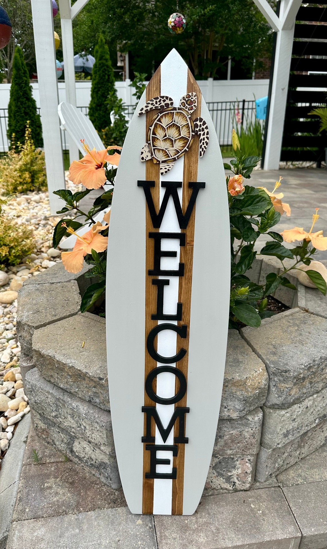Surfboard Sea Turtle Welcome Sign - Etsy