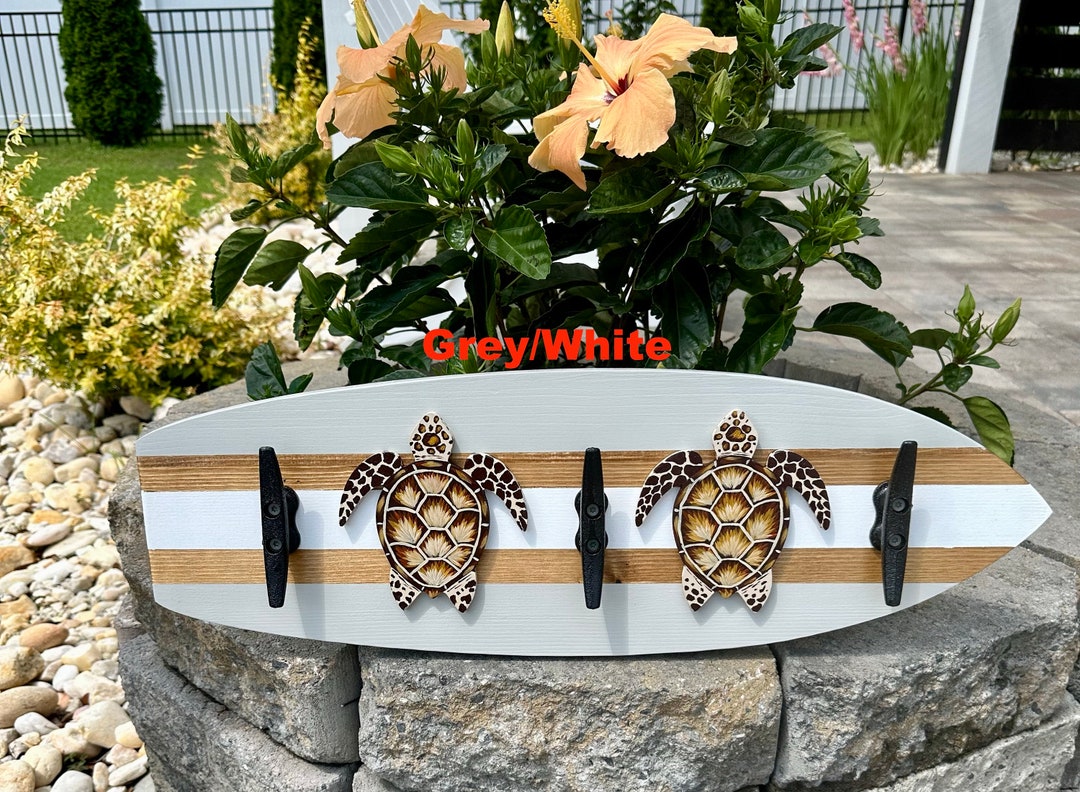 Surfboard Sea Turtle 23" Towel Rack / Coat Rack / Drop Zone - Etsy