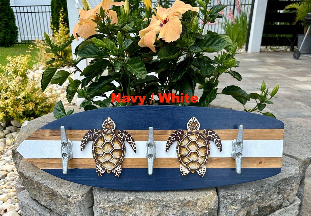 Surfboard 23" Sea Turtle Towel Rack / Coat Rack / Drop Zone - Etsy