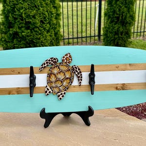 Surfboard Sea Turtle Towel Rack / Drop Zone / Coat Rack - Etsy