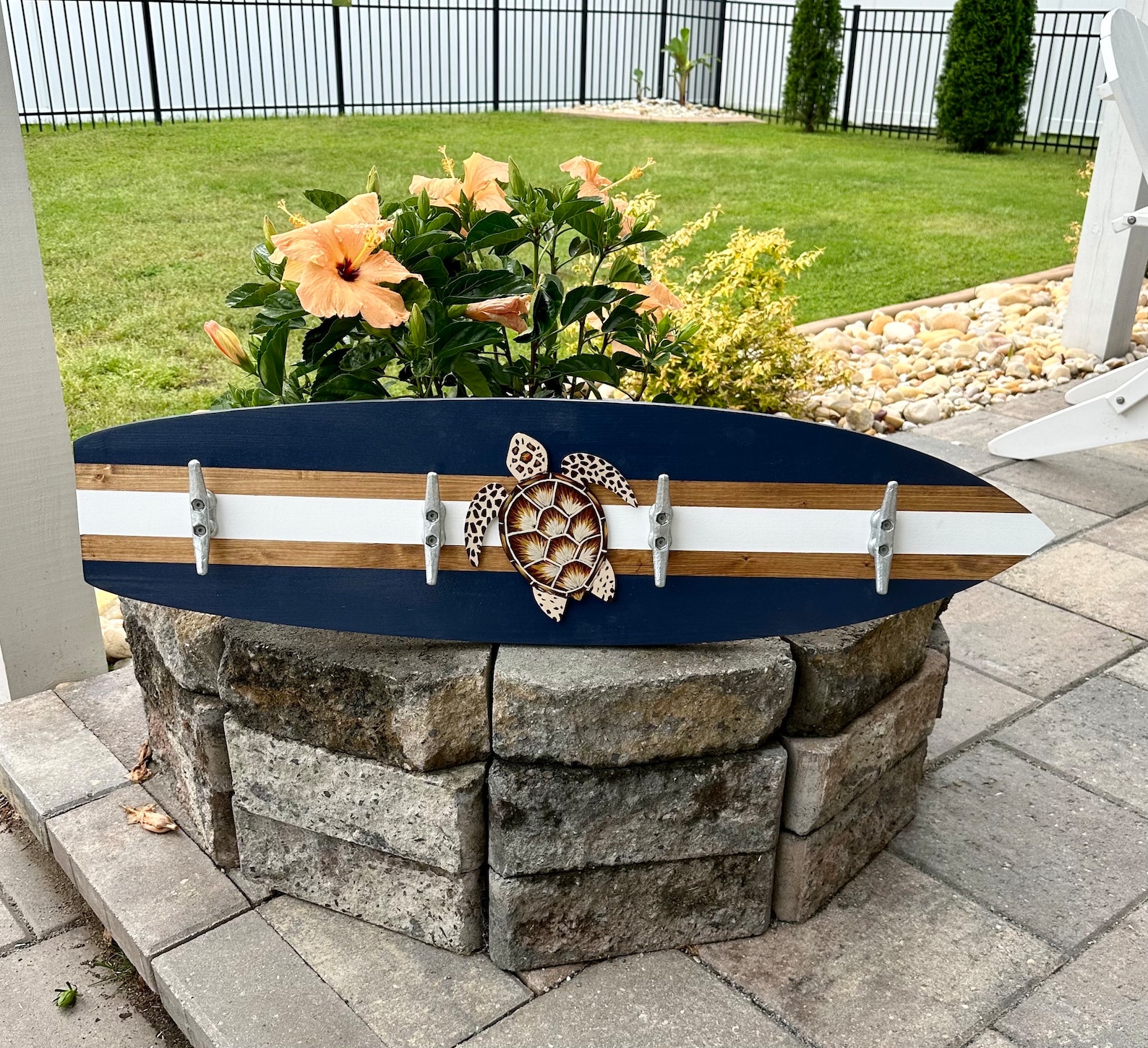 Surfboard Sea Turtle Towel Rack / Drop Zone / Coat Rack - Etsy
