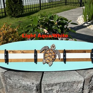 Surfboard Sea Turtle Towel Rack / Drop Zone / Coat Rack - Etsy