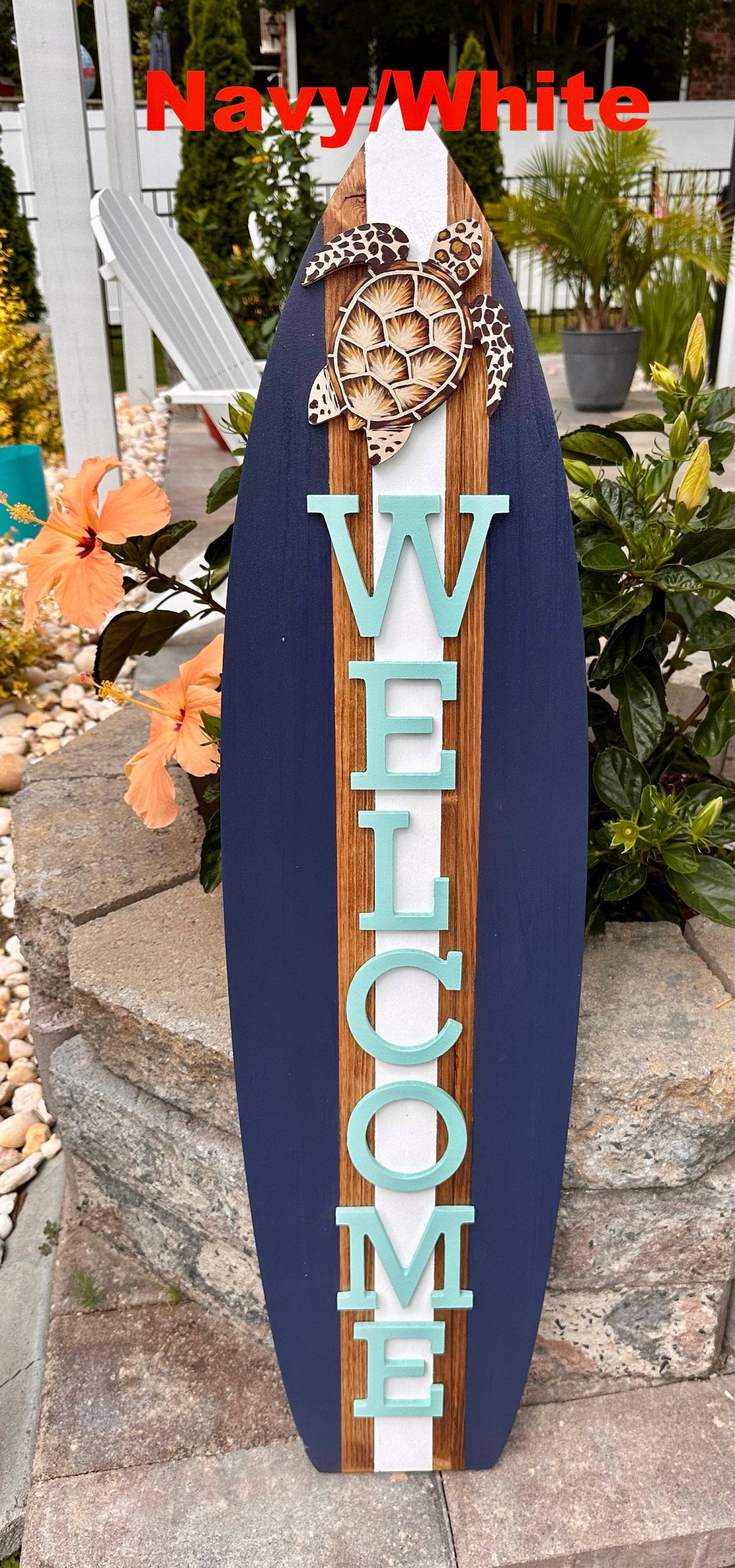 Surfboard Sea Turtle Welcome Sign - Etsy