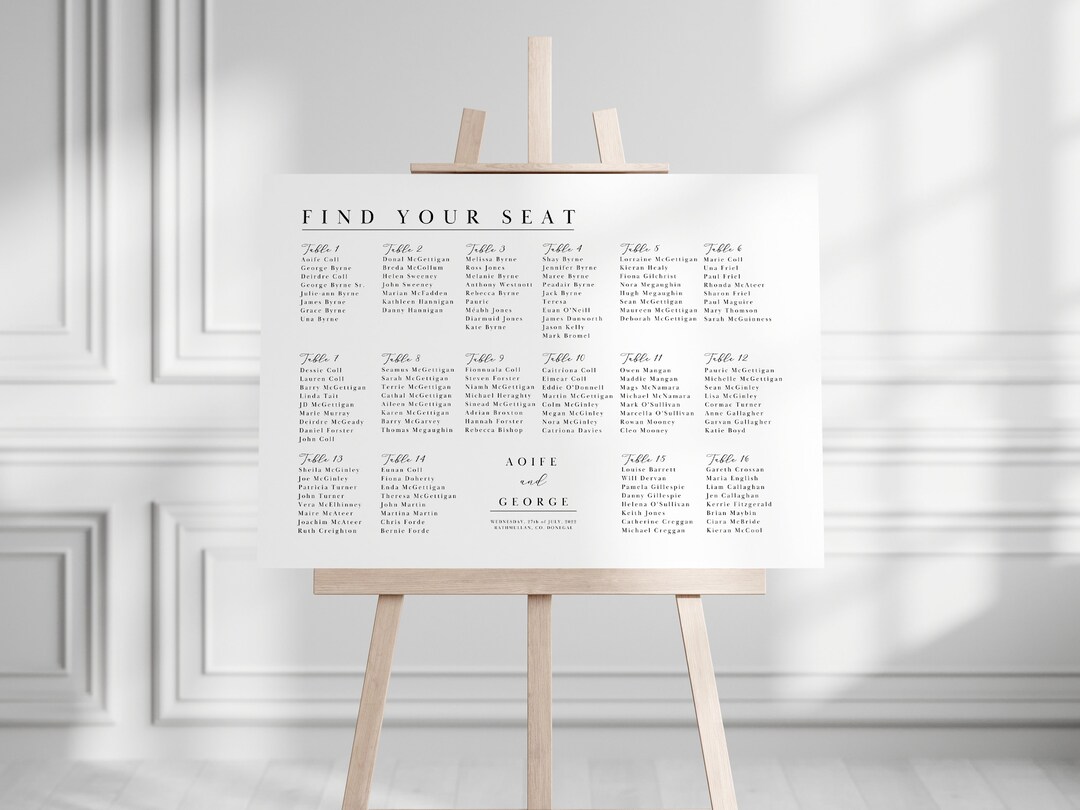 Minimalist Wedding Seating Chart #tra, Seating Chart Sign, Script ...