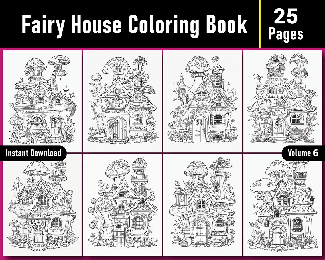 Fairy House Coloring Book Volume 6 | Fairy Houses Coloring Pages ...