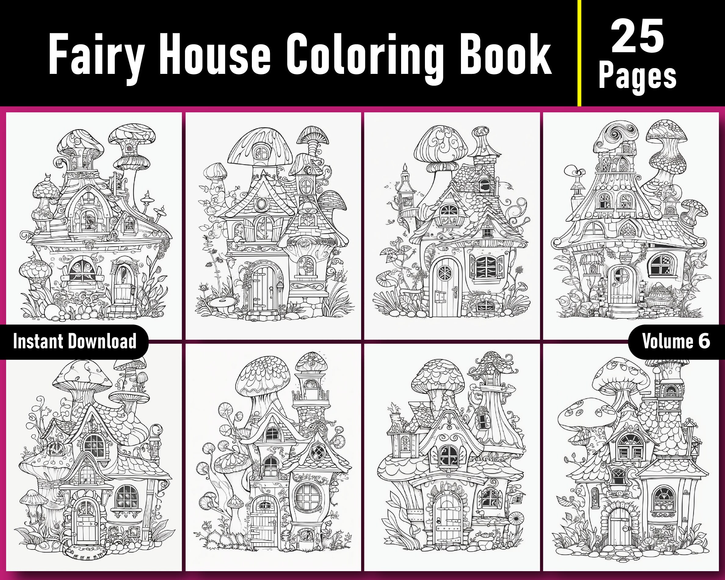 Fairy House Coloring Book Volume 6 | Fairy Houses Coloring Pages ...