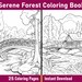 Serene Forest Coloring Book Printable Forest House Coloring Pages Black ...