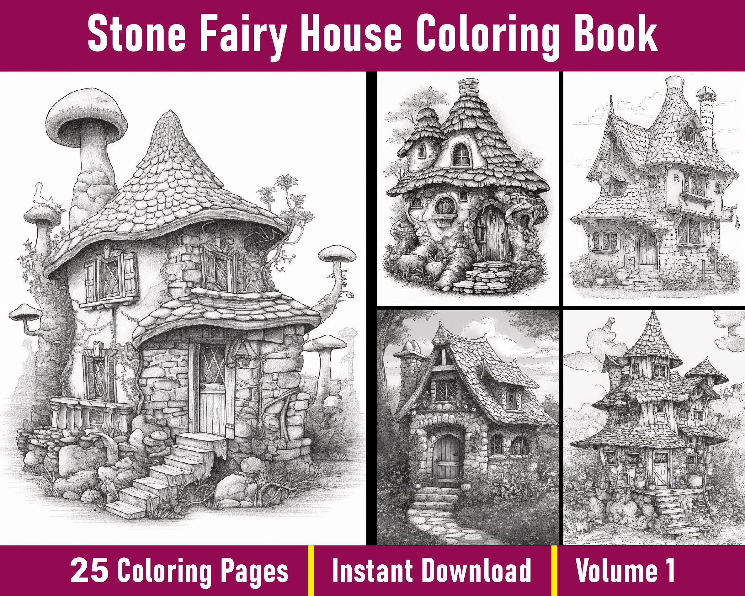 Stone Fairy House Coloring Book Volume 1 Printable Adult - Etsy