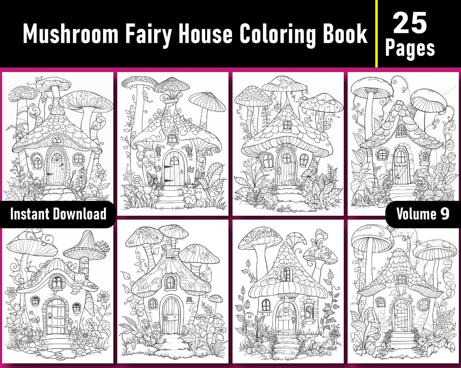 Mushroom Fairy House Coloring Book Volume 9 | Fairy House Coloring ...