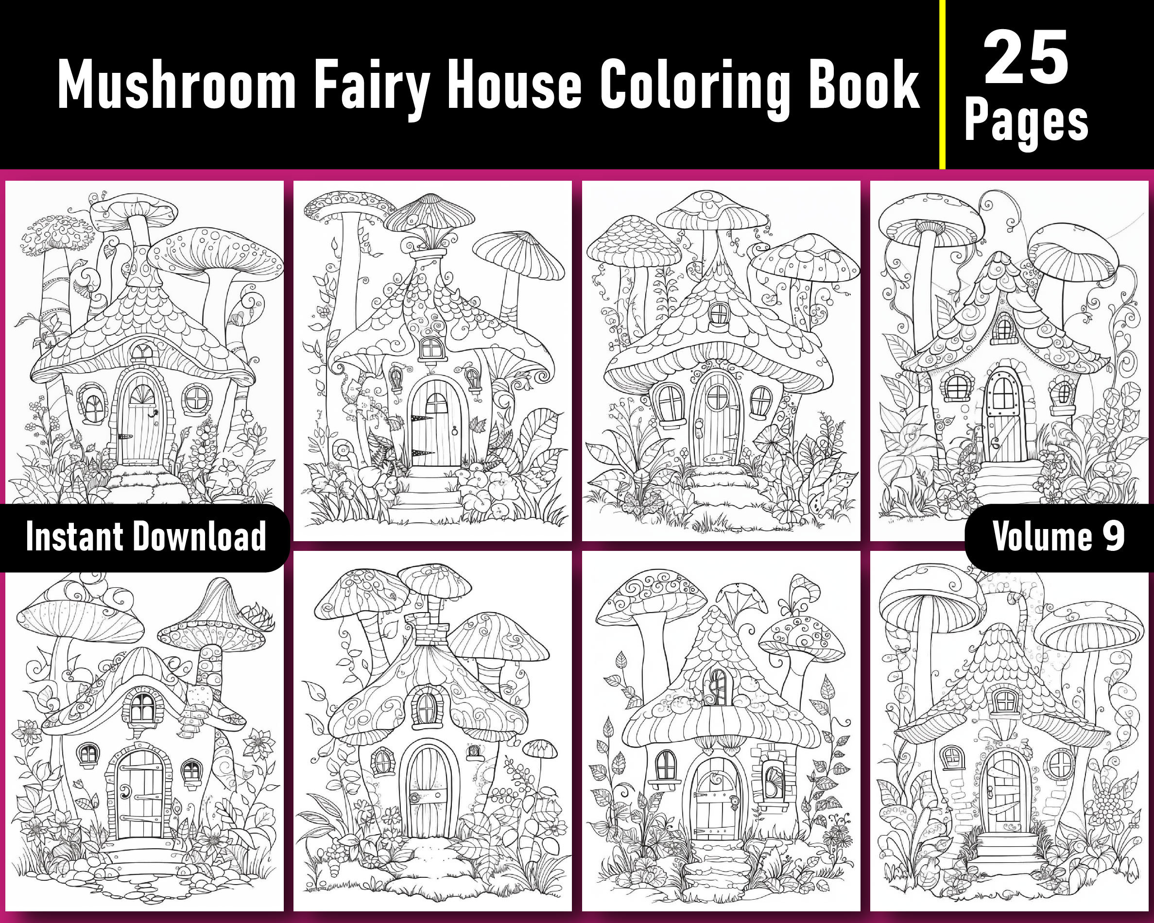 Mushroom Fairy House Coloring Book Volume 9 | Fairy House Coloring ...