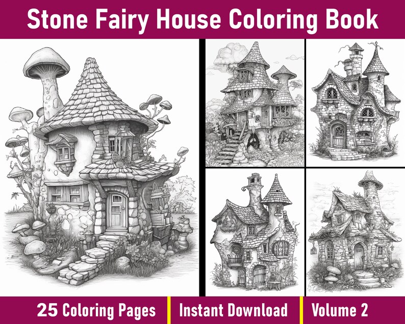 Stone Fairy House Coloring Book Volume 2 Printable Adult Coloring Pages ...