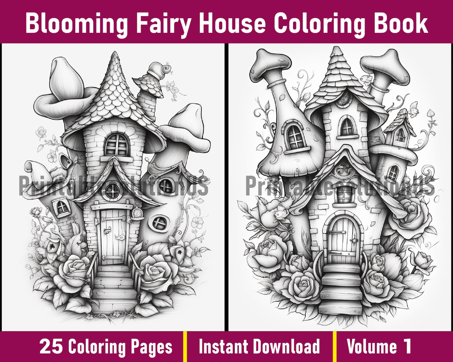 Blooming Fairy House Coloring Book Pages Vol-1 | Beautiful Girl ...