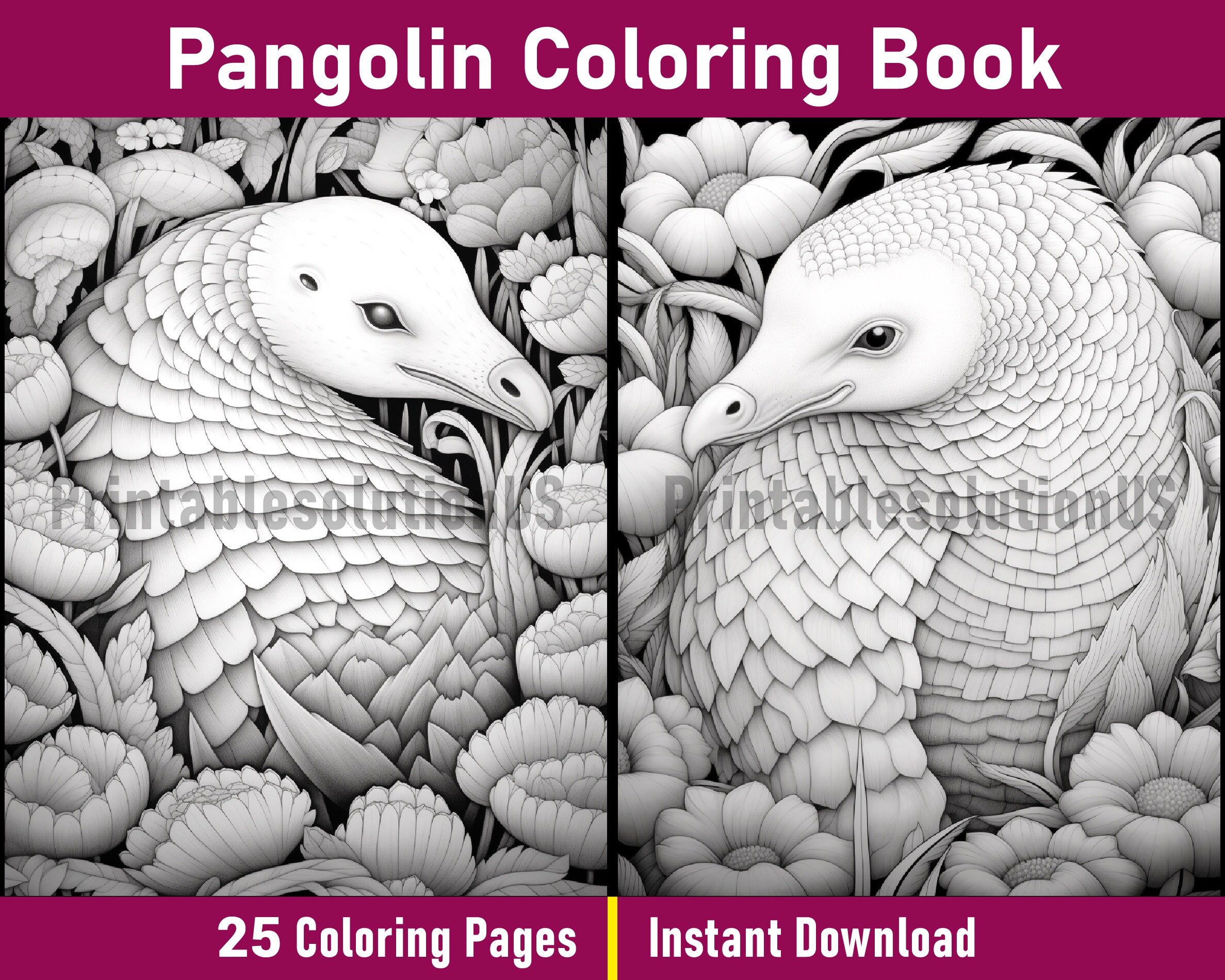 Pangolin Coloring Book Pages Vol-1 Printable Animal Coloring Pages ...