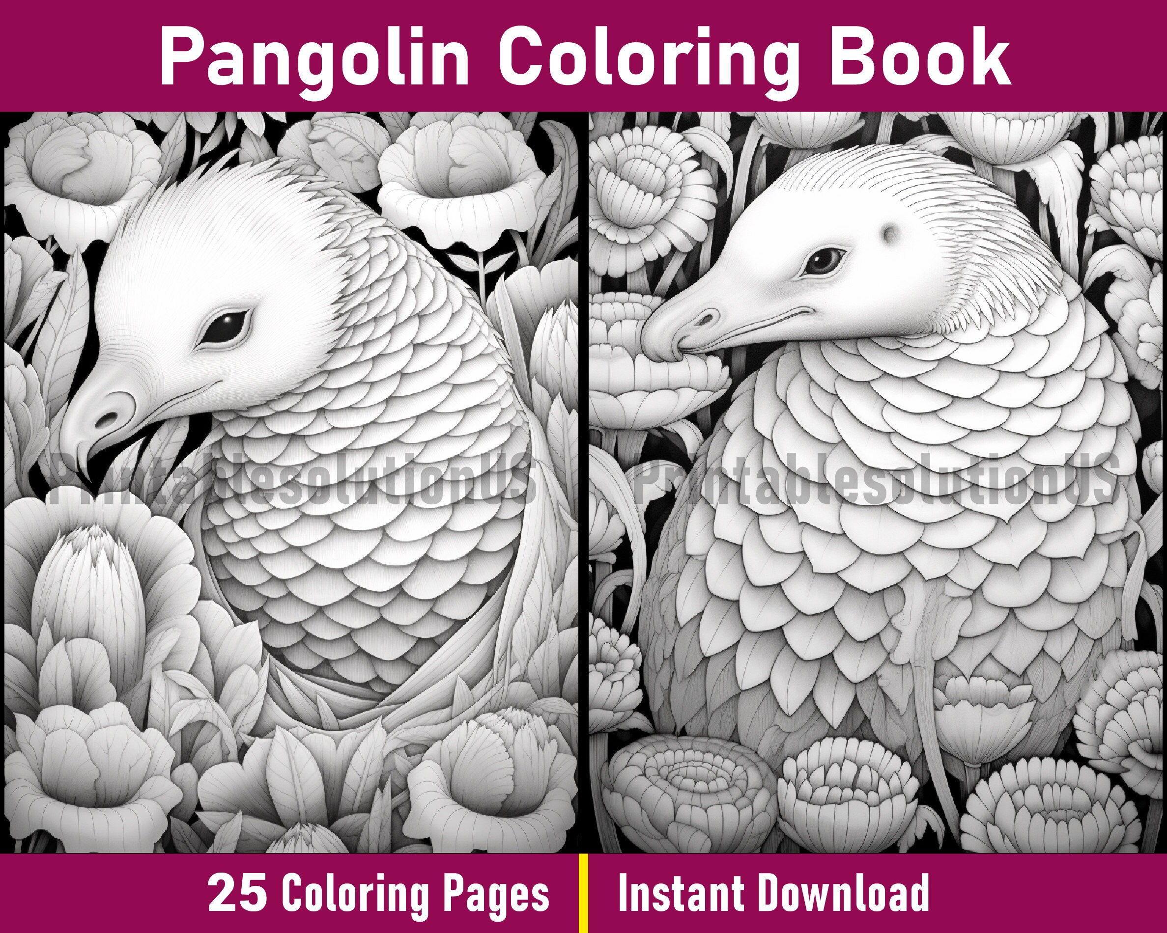 Pangolin Coloring Book Pages Vol-1 Printable Animal Coloring Pages ...