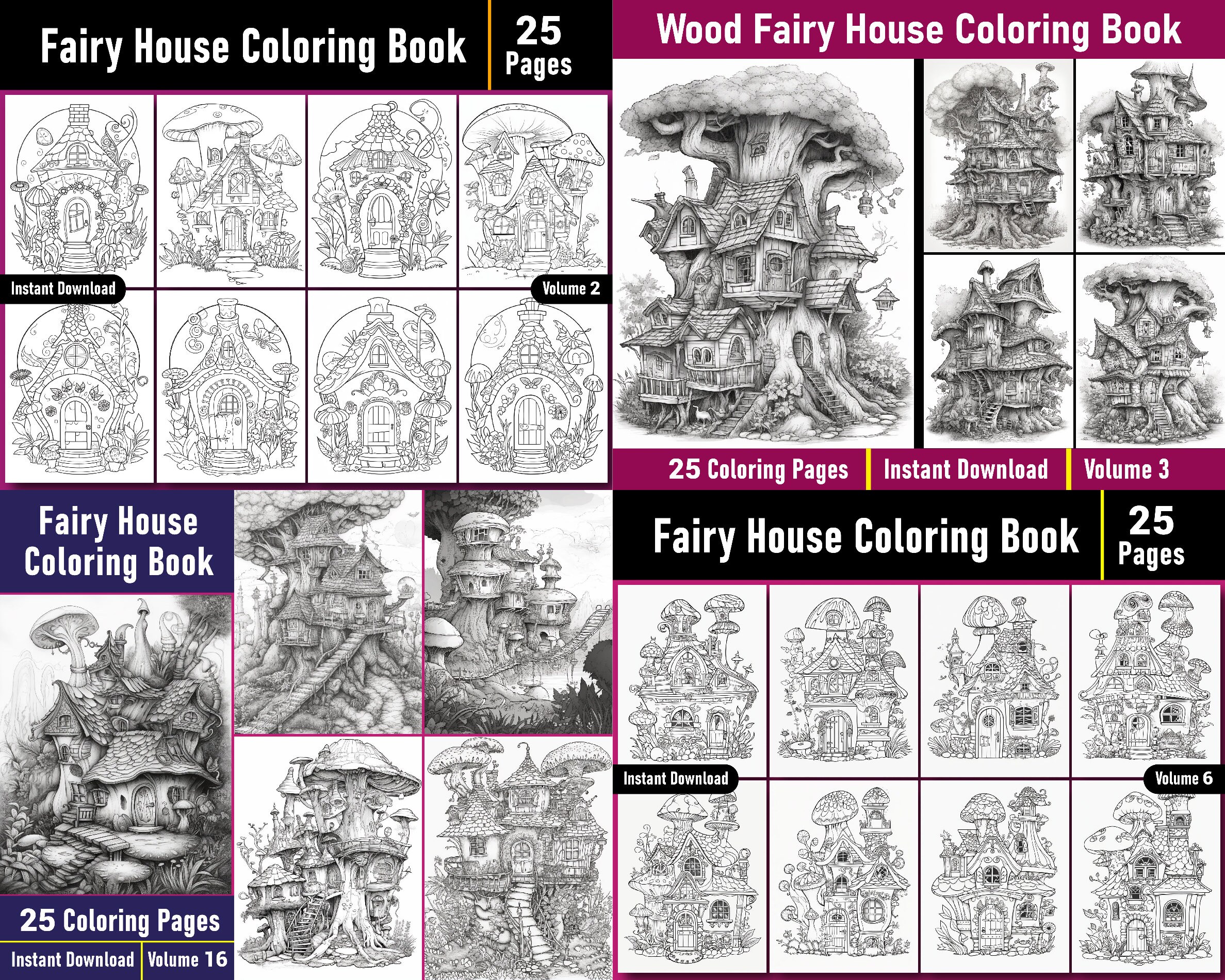 700+ Fairy House Coloring Pages Bundle | Fairy Home Coloring Book ...